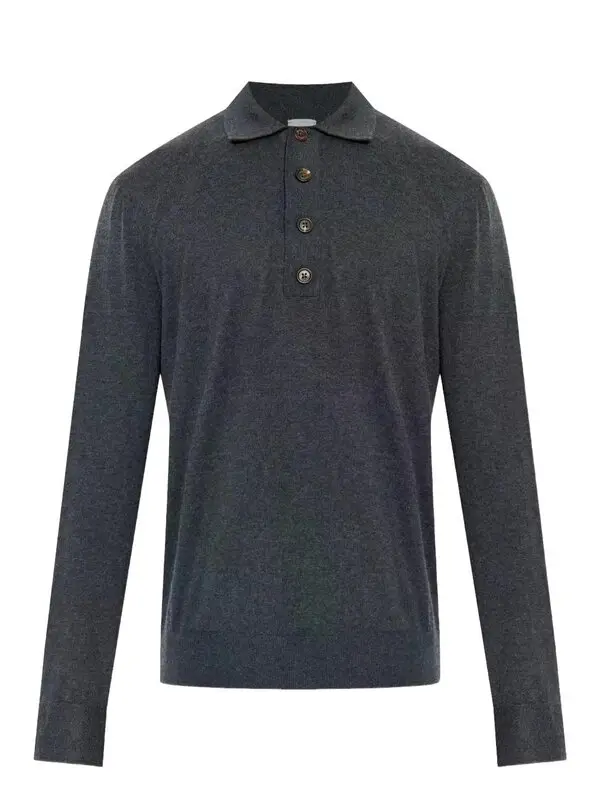 Eleventy Long-sleeve Polo Shirt - Grey
