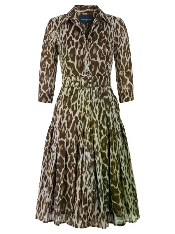 Samantha Sung Audrey Leopard-print Belted Dress - Brown