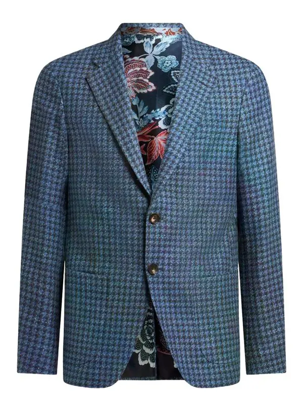 Etro Checked Single-breasted Blazer - Blue