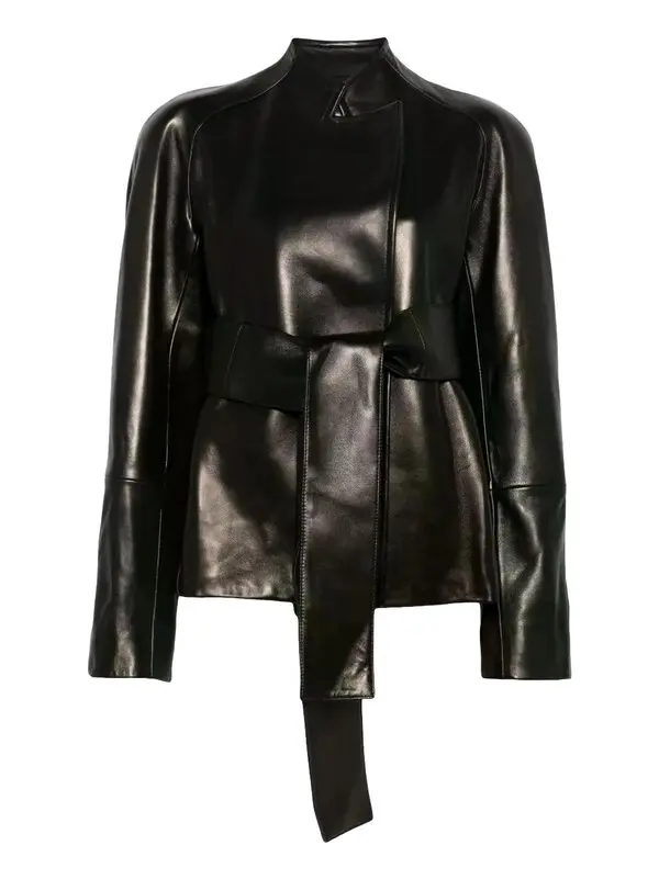 Khaite Leather Belted Jacket - Black