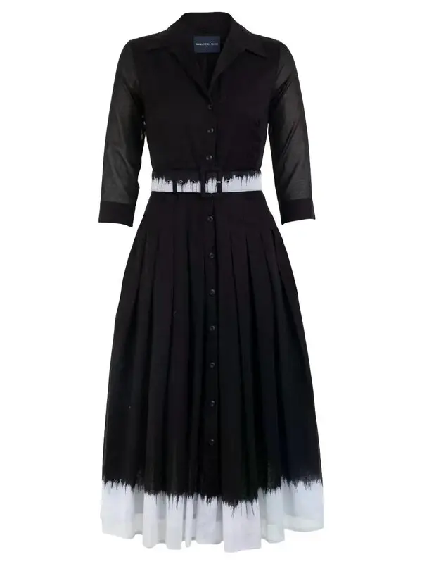 Samantha Sung Audrey Pleated Button-up Dress - Black