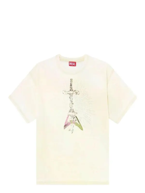 DIESEL T-box-t18 Graphic-print Oversized T-shirt - Neutrals