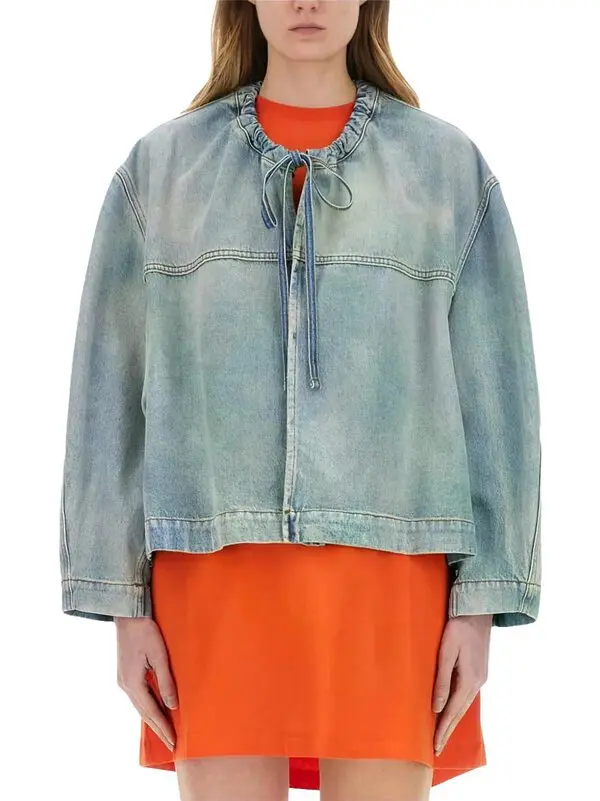 MSGM Drawstring-collar Denim Jacket - Blue