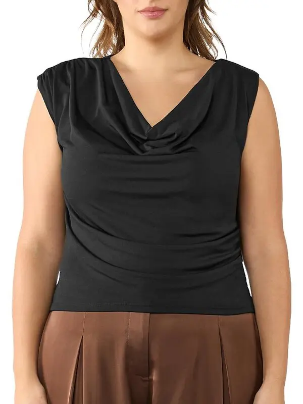 ESTELLE Dune Asymmetric Sleeveless Top - Black