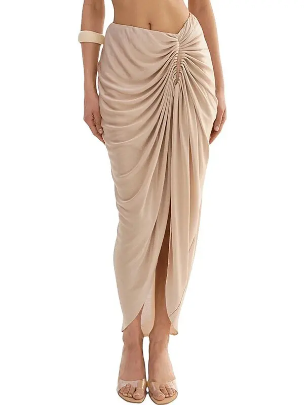 LAMARQUE Sanna Draped Maxi Skirt - Gold Shimmer