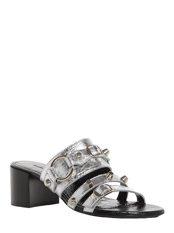 Balenciaga City Embellished Sandals - Silver