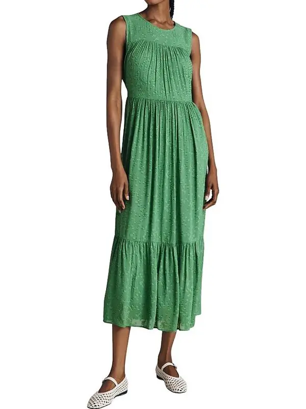 GHOST LONDON Sandy Georgette Jacquard Sleeveless Midi Dress - Green