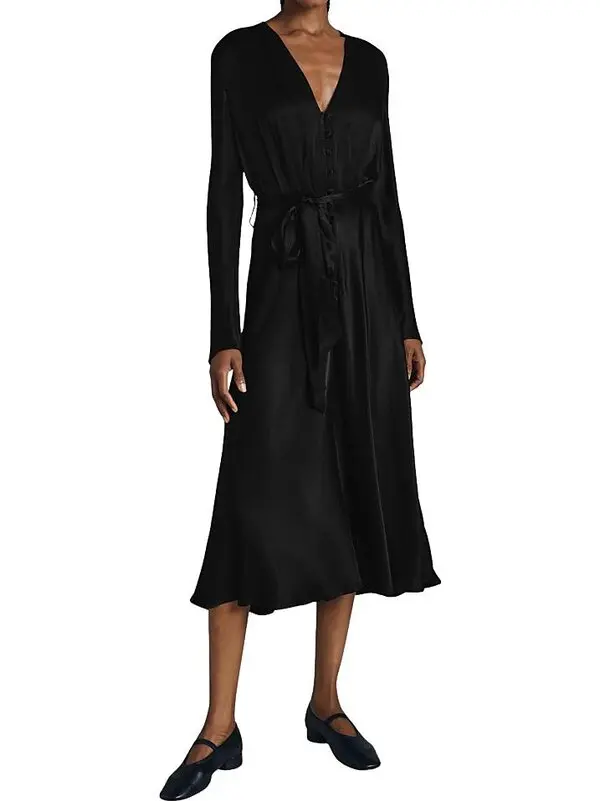 GHOST LONDON Meryl Satin Midi Dress - Black