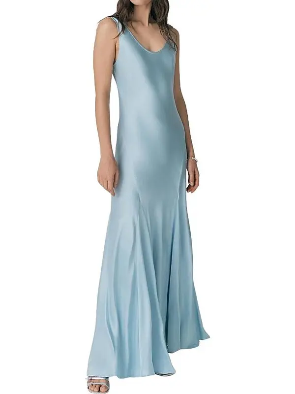 GHOST LONDON Willow Satin Maxi Slip Dress - Pastel Blue