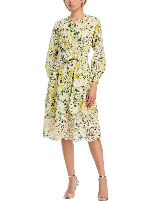 Rickie Freeman For Teri Jon Cotton Print Dress - Green Multi