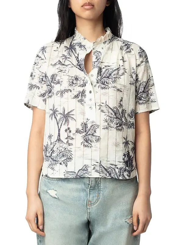 Zadig&Voltaire Topher Coton Tropical Island Top - Ecru