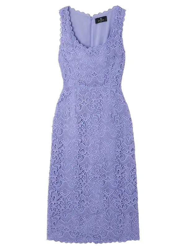 Etro Scalloped Guipure Lace Midi Dress - Blue