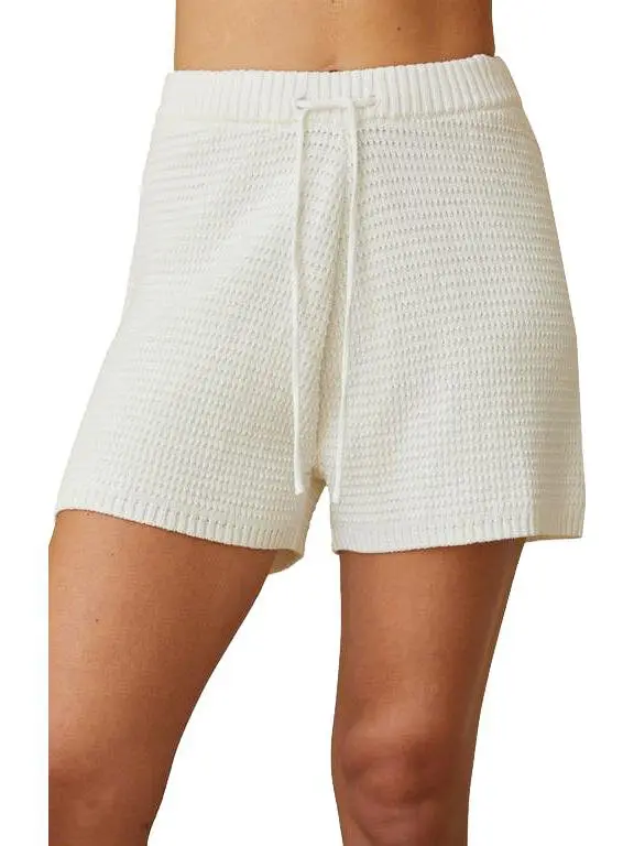 CRESCENT Drawstring Waffle Shorts - White
