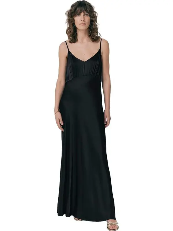 GHOST LONDON Satin Maxi Dress - Black