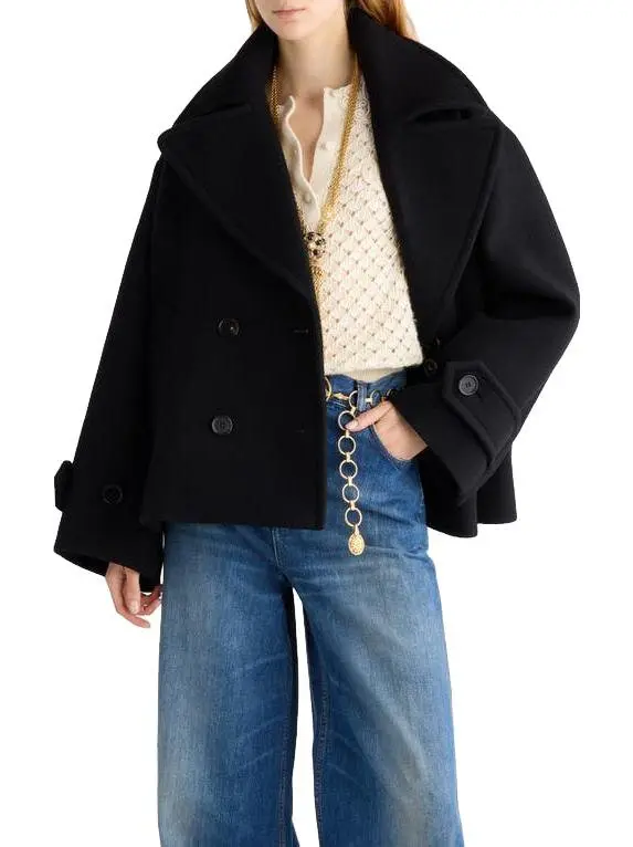 Chloé Oversized Double-breasted Wool-blend Coat - Black
