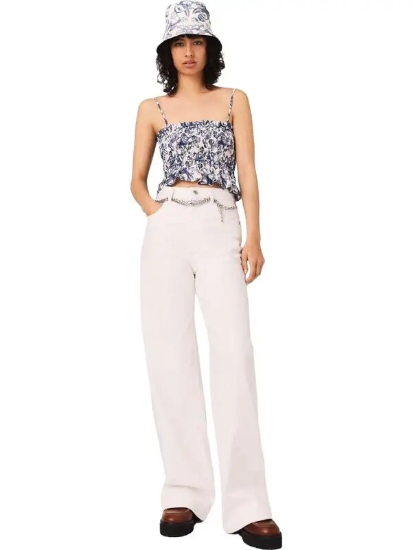 Maje High-waisted Wide-leg Jeans - White