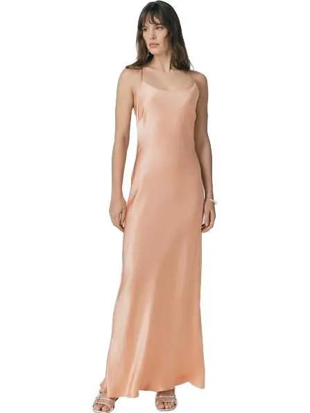 GHOST LONDON Kallie Satin Maxi Slip Dress - Peach