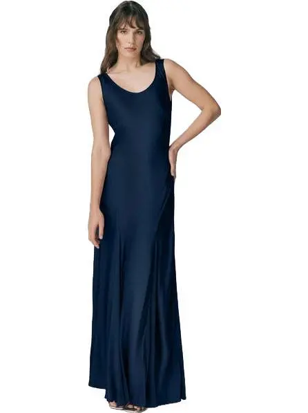 GHOST LONDON Willow Satin Maxi Slip Dress - Navy