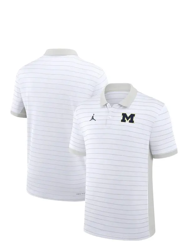 JORDAN BRAND Michigan Wolverines 2025 Early Season Coaches Sideline Victory Stripe Performance Polo - White