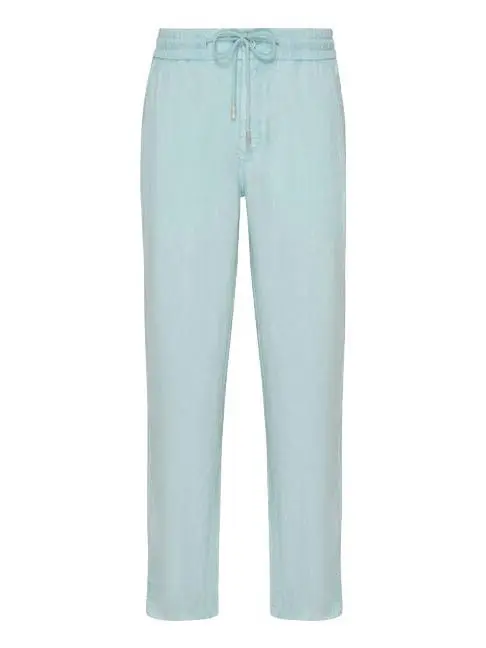 Vilebrequin Solid Linen Wide Leg Pants - Blue