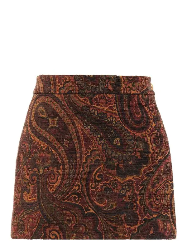 Chloé Straight Mini Skirt In Tapestry Jacquard - Multicolor Red
