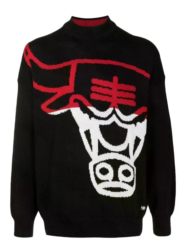 BOSS X Nba Bulls Intarsia-knit Jumper - Black