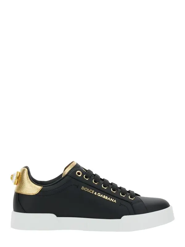 Dolce & Gabbana Low Top Leather Sneakers - Black