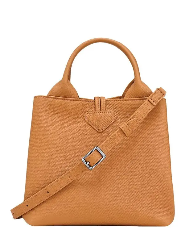 Longchamp Le Roseau Grained Leather Handbag - Beige
