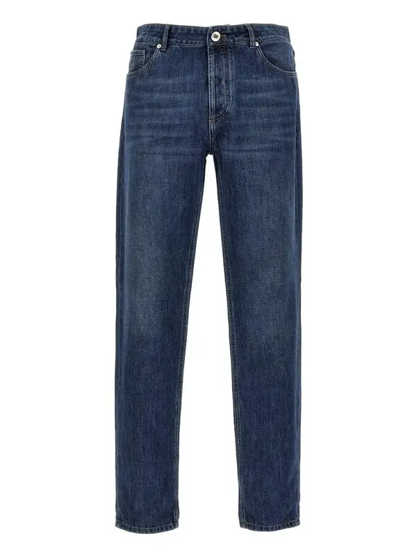 Brunello Cucinelli Logo Embroidery Jeans - Blue