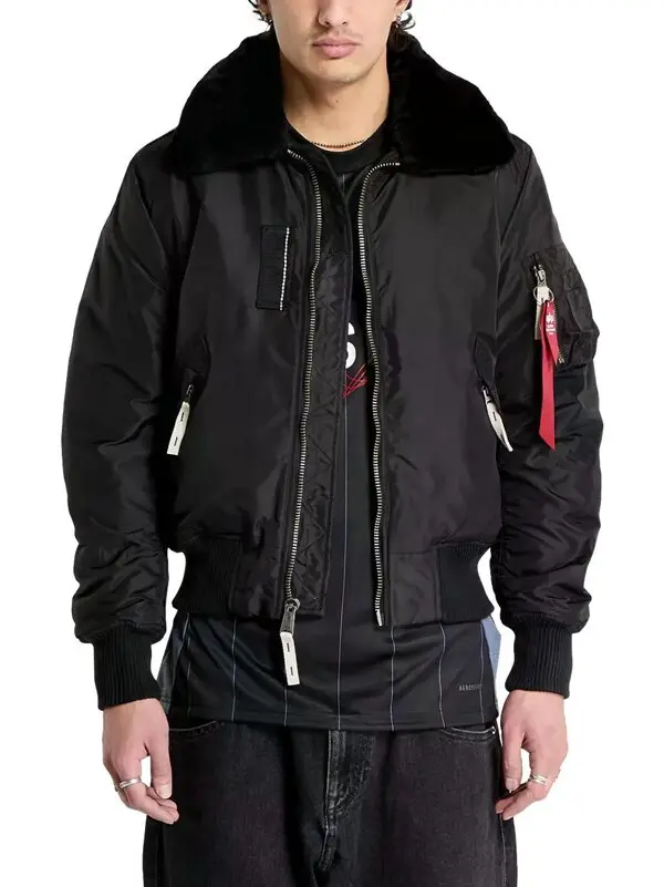 Alpha Industries Shearling Collar Bomber Jacket - Black