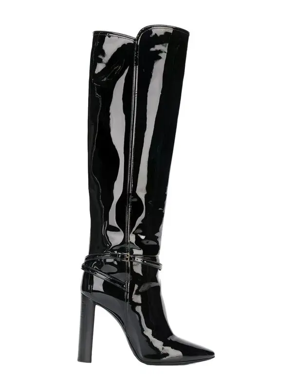 Saint Laurent Patent-leather Knee-high Boots - Black