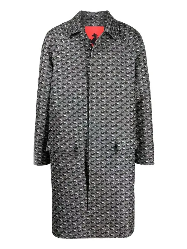 FERRARI Graphic-print Single-breasted Coat - Grey