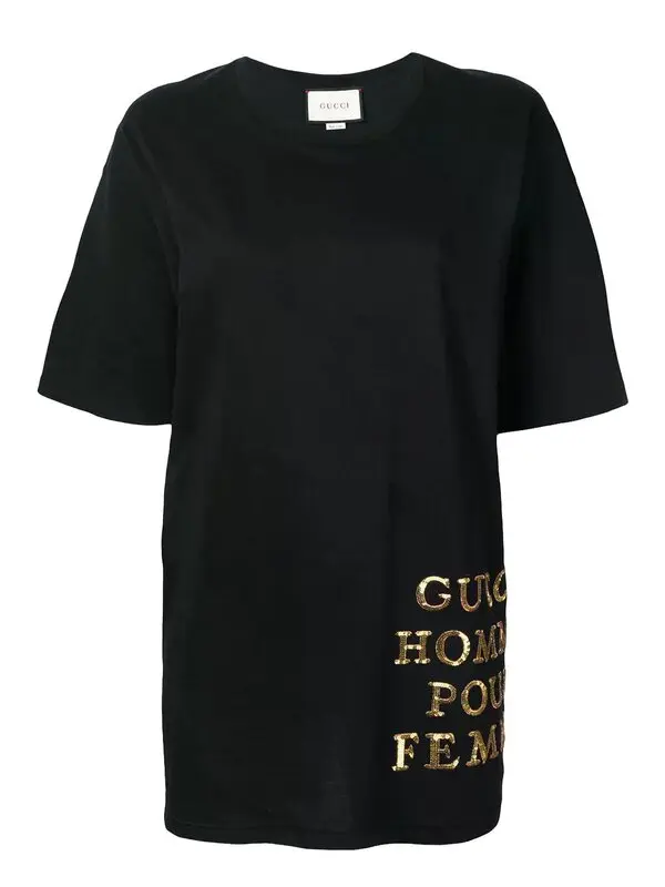 Gucci Oversized Sequin Detail T-shirt - Black