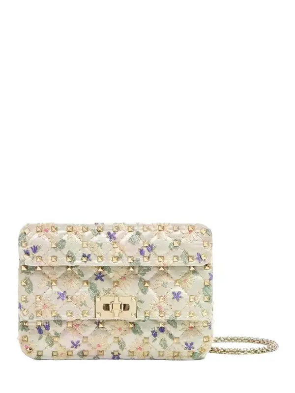 Valentino Garavani Rockstud Spike Jacquard Shoulder Bag - Neutrals