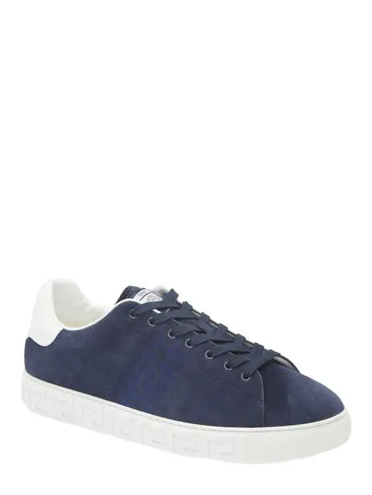 Versace Greca Suede Low Top Sneakers - Navy White