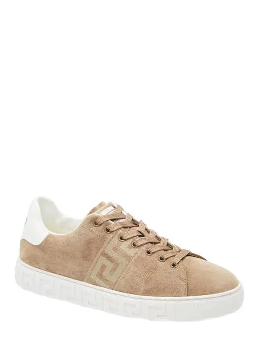 Versace Greca Suede Low Top Sneakers - Sand