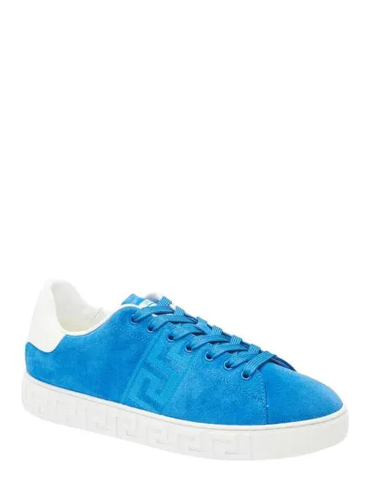 Versace Greca Suede Low Top Sneakers - Sky Diver White