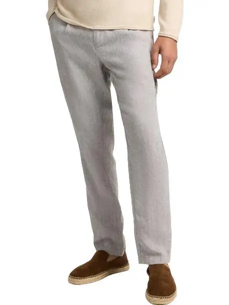 Onia Linen Tapered Pleated Trousers - Cool Grey