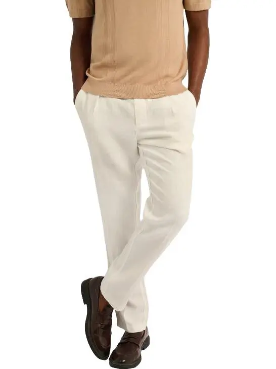 Onia Linen Tapered Pleated Trousers - White