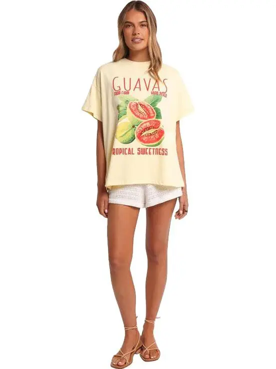 PETAL & PUP Oversized Cotton Graphic T-shirt - Pale Yellow
