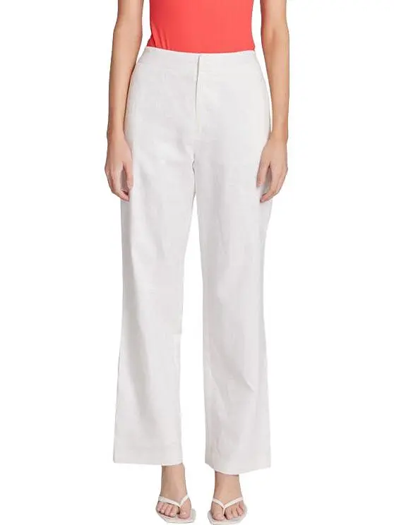 English Factory Linen And Cotton Flat-front Pants - White