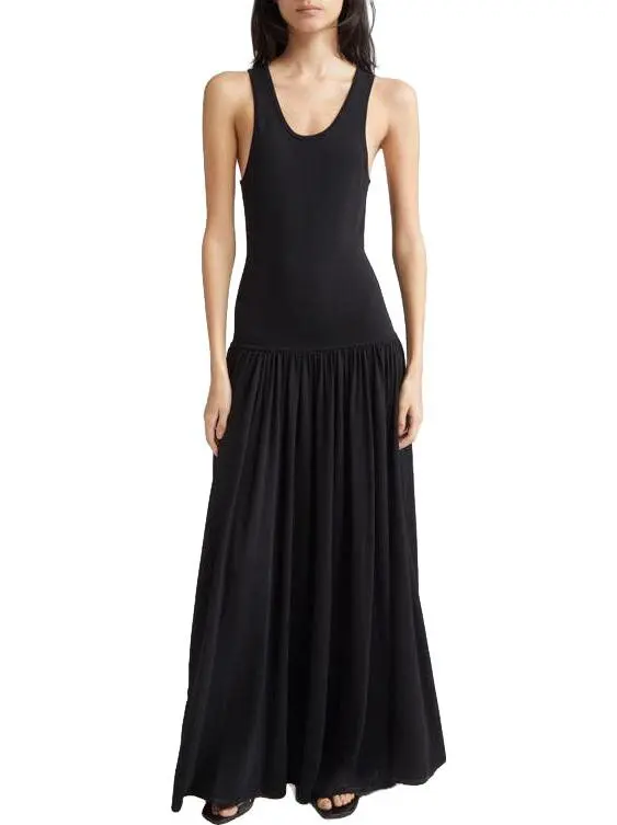 Loulou De Saison Jada Drop Waist Jersey Maxi Dress - Black