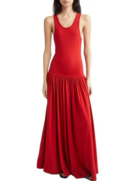 Loulou De Saison Jada Drop Waist Jersey Maxi Dress - Red
