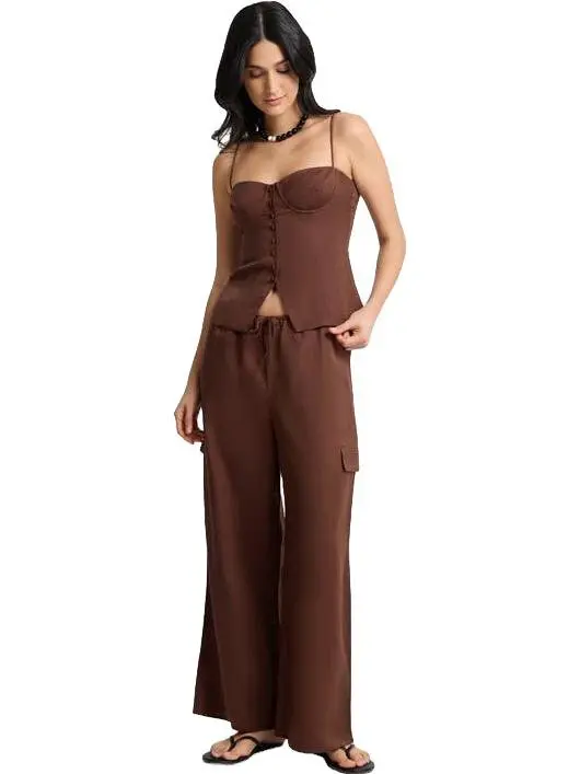 Onia Air Linen Fitted Corset Underwire Top - Brown