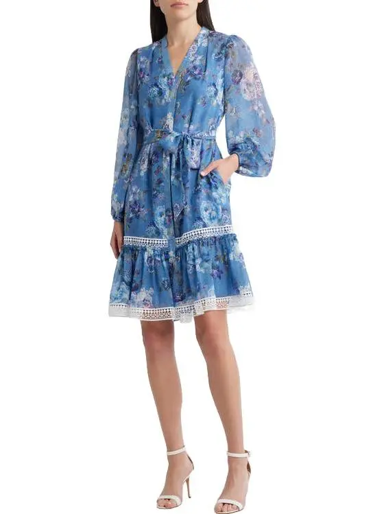 Kobi Halperin Elisa Tie-waist Long-sleeve Denim Dress - Blue Multi