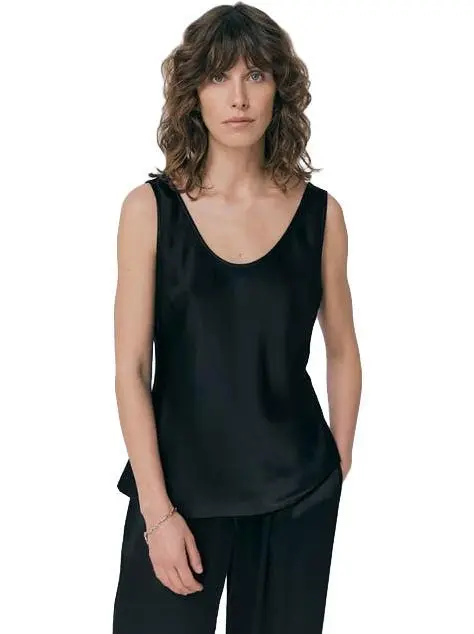 GHOST LONDON Margot Satin Top - Black