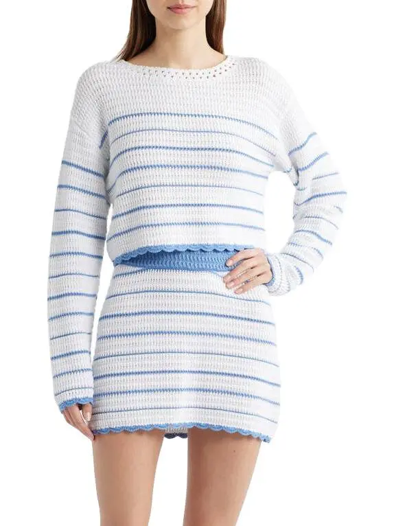 LoveShackFancy Shore Crop Cotton Sweater - Maritime Stripes