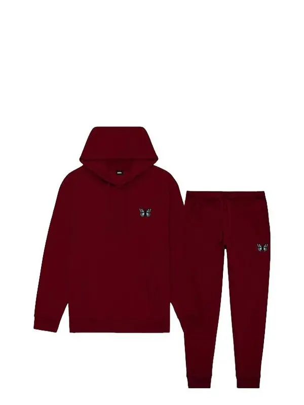 DALIX Relaxed Fit Midweight Fleece Sweatsuit - Burgundy