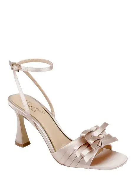 Badgley Mischka Flory Ankle Strap Sandal - Beige Satin