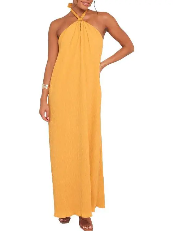 PETAL & PUP Theophania Halter Maxi Dress - Mango